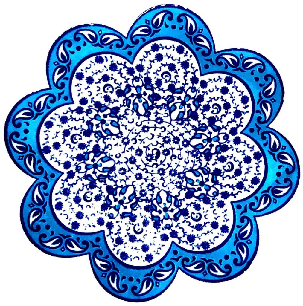 Blue Claw Motif Ceramic Coaster-Handmade in Turkey - Istanbul Classics